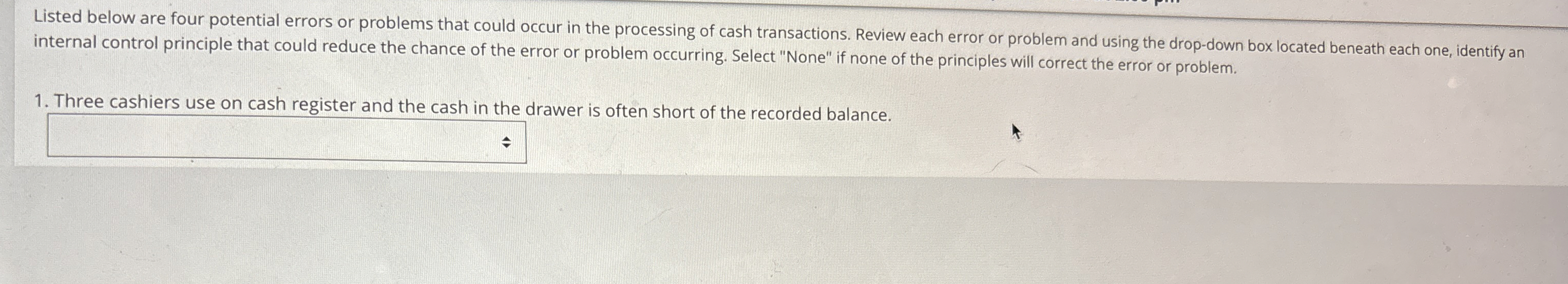 Solved Listed below are four potential errors or problems | Chegg.com