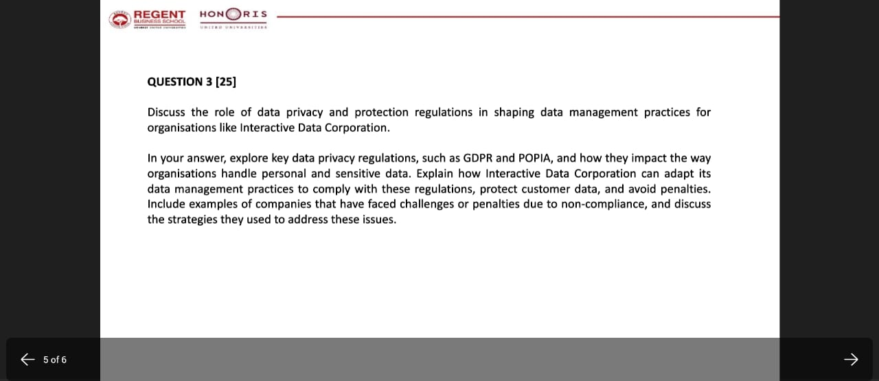 Solved QUESTION 3 [25]Discuss the role of data privacy and | Chegg.com