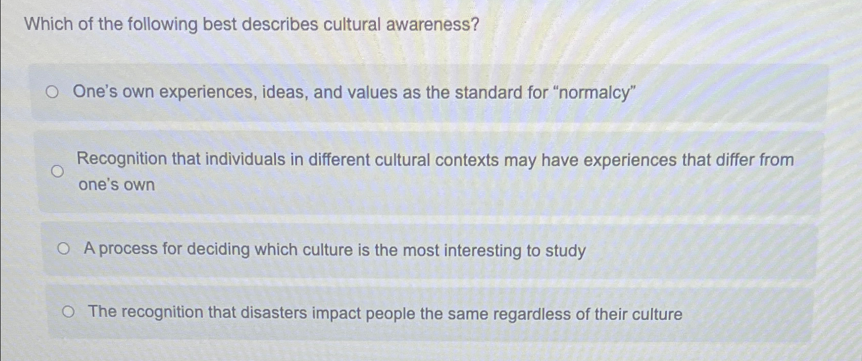 Solved Which of the following best describes cultural | Chegg.com