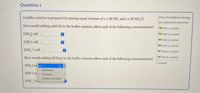 Solved Question 1 A buffer solution is prepared by mixing | Chegg.com