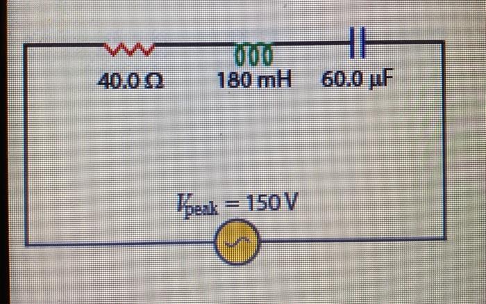 Solved An AC source with a peak voltage of V_peak = 150 V | Chegg.com