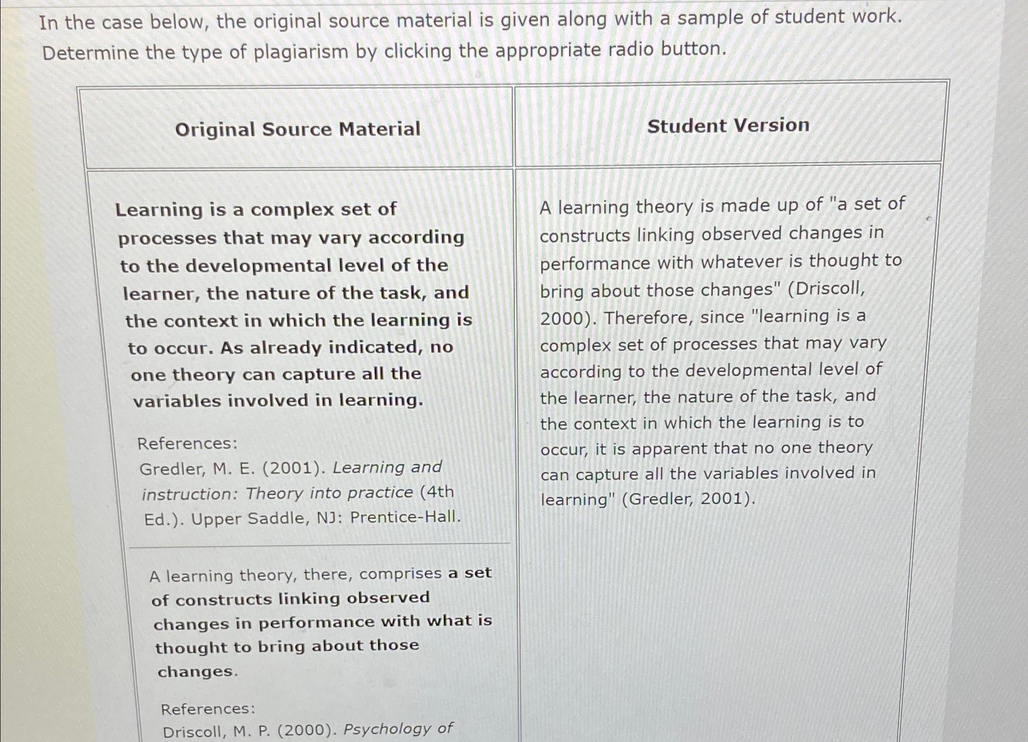 Solved In the case below, the original source material is | Chegg.com