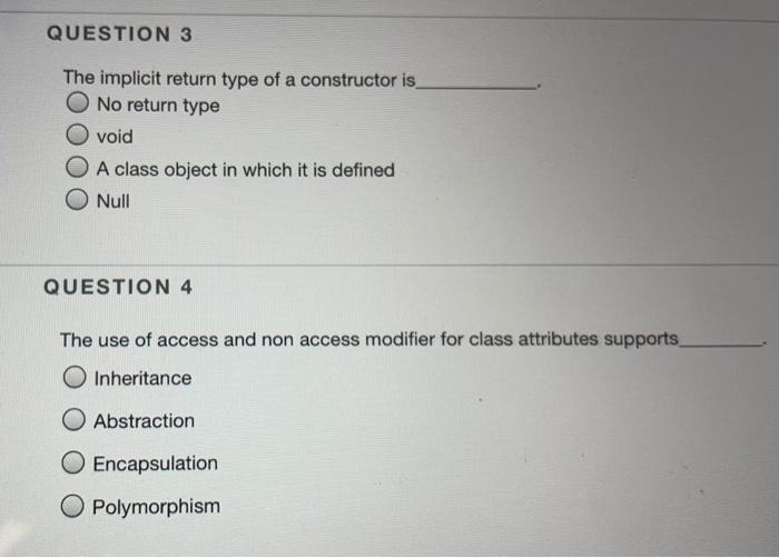 Solved QUESTION 3 The implicit return type of a constructor | Chegg.com