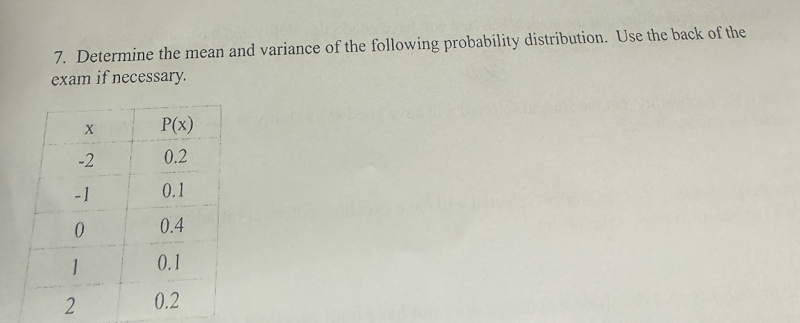 Solved Determine the mean and variance of the following | Chegg.com