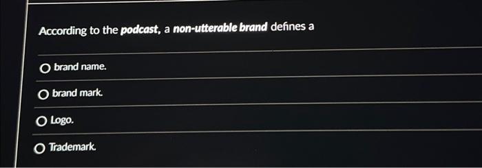 Solved According to the podcast, a non-utterable brand | Chegg.com