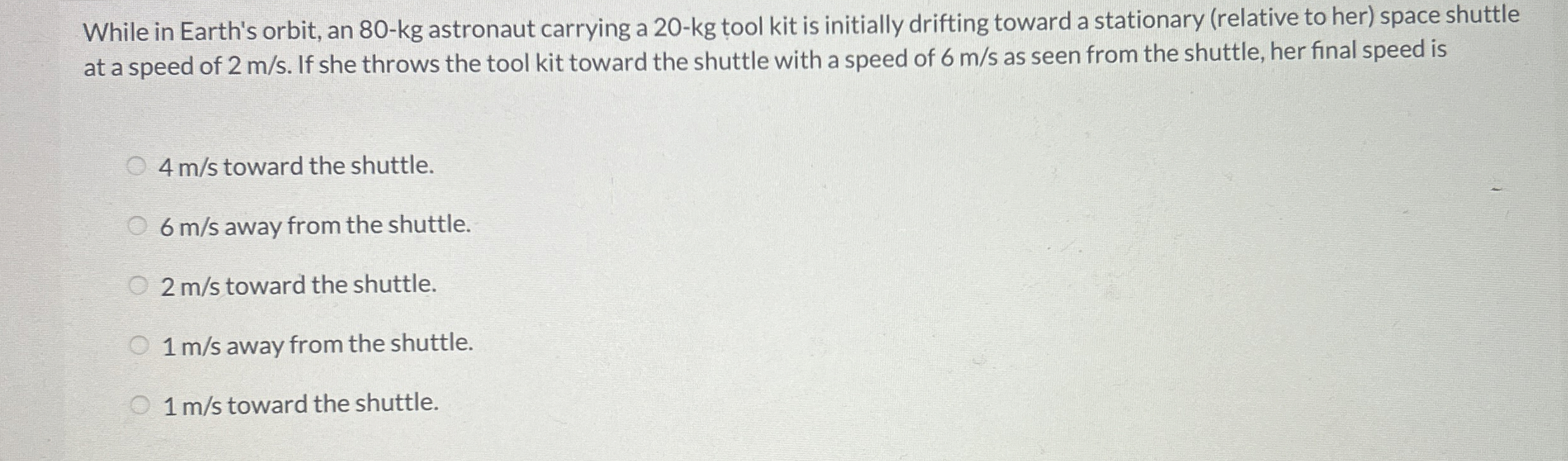 Solved While in Earth's orbit, an 80-kg astronaut carrying a | Chegg.com