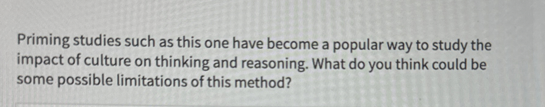 Solved Priming studies such as this one have become a | Chegg.com