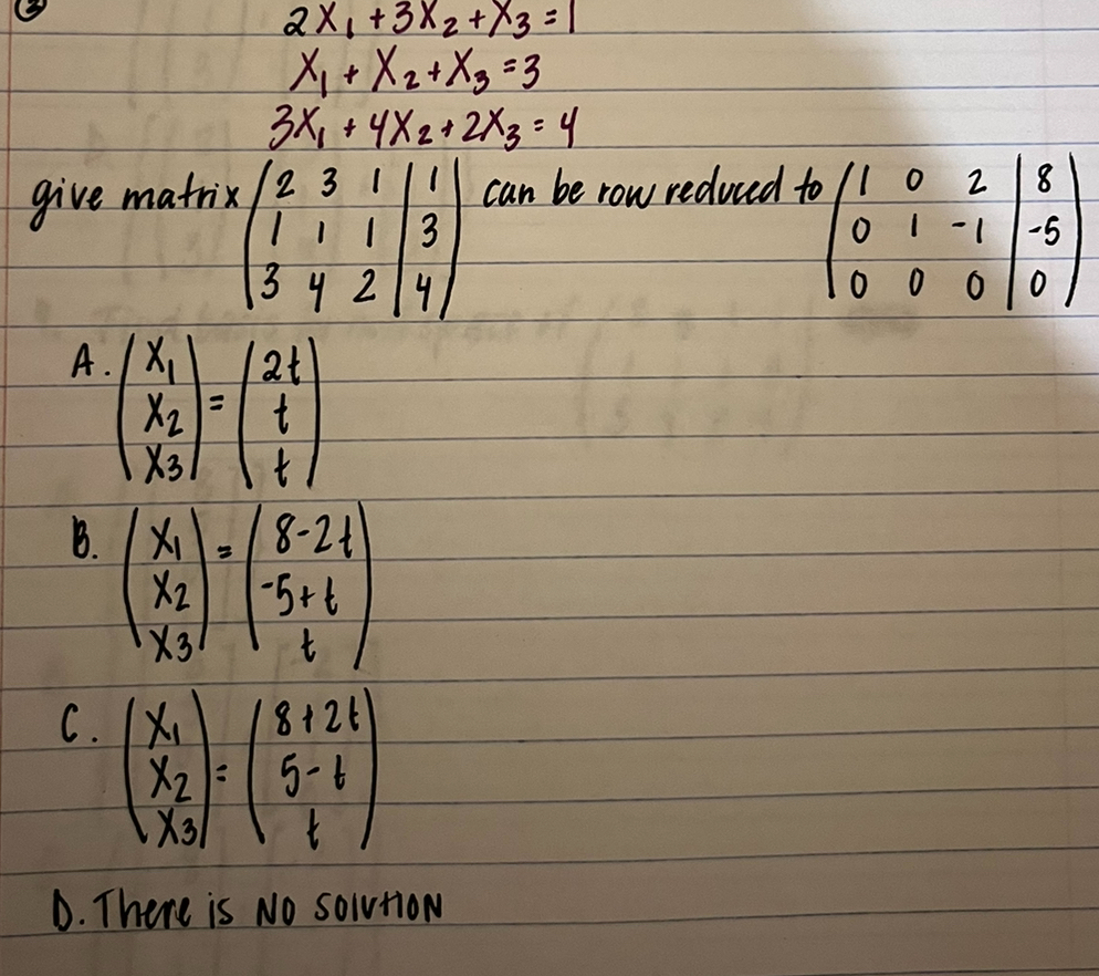 Solved 2x1+3x2+x3=1x1+x2+x3=33x1+4x2+2x3=4give matrix | Chegg.com