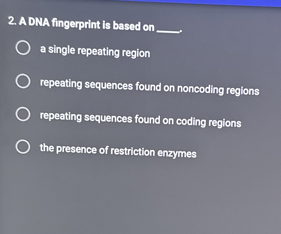 Solved A DNA fingerprint is based on q,a single repeating | Chegg.com