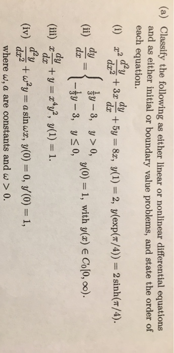 Solved (i) 22 dx² (a) Classify the following as either | Chegg.com