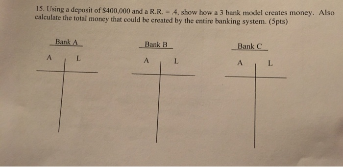 Solved 15. Using a deposit of $400,000 and a R.R. - .4, show | Chegg.com