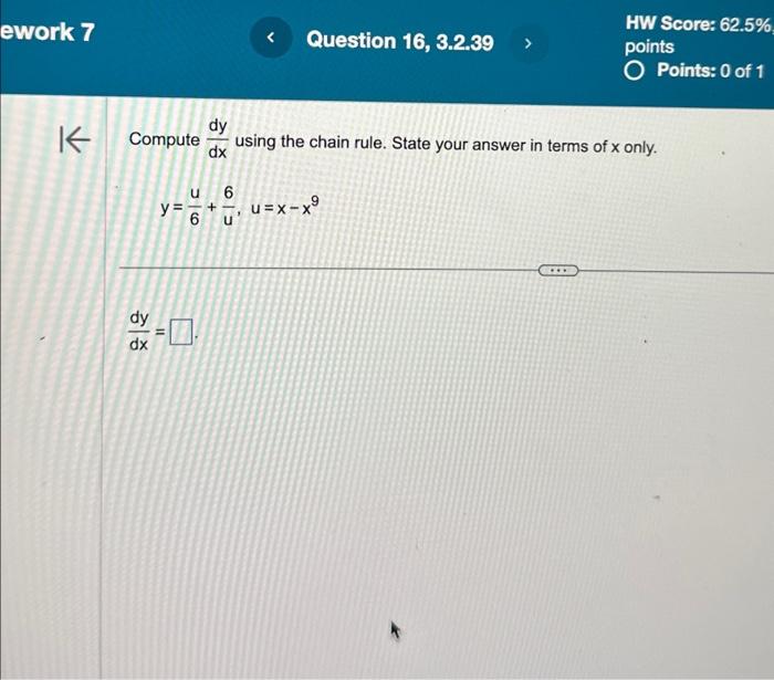 Solved ework 7 K dy dx dy Compute using the chain rule. | Chegg.com
