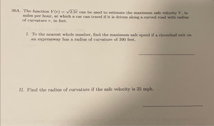 Solved Answer to I. is 31 mph Answer to II. is 250ftShow how | Chegg.com