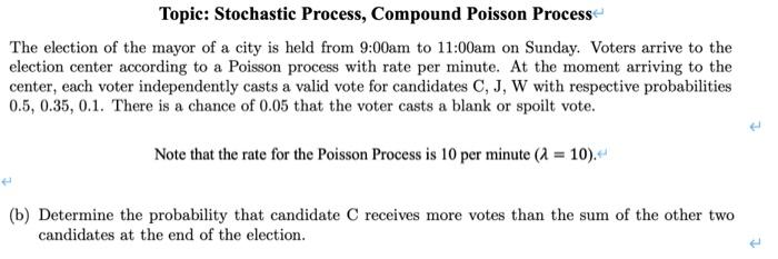 Solved Topic: Stochastic Process, Compound Poisson Process | Chegg.com