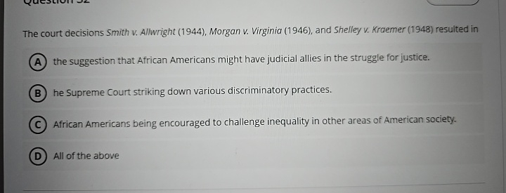 Solved The court decisions Smith v. ﻿Allwright (1944), | Chegg.com