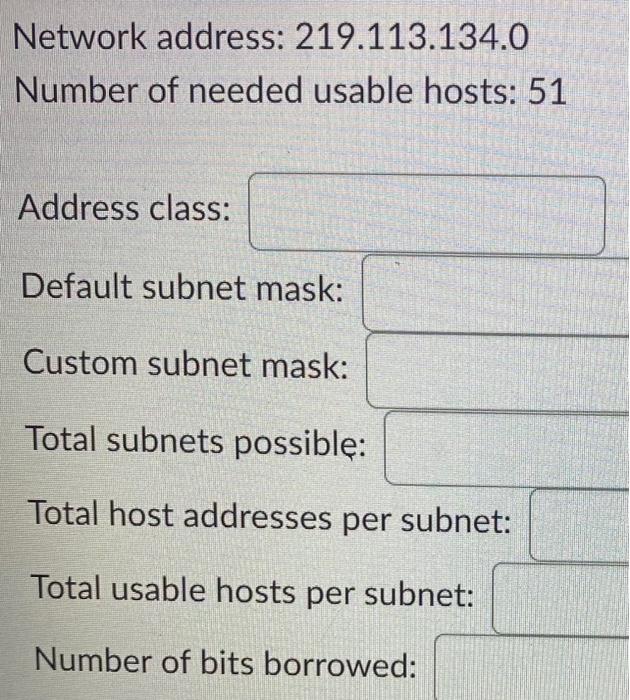 Solved Network address: 205.156 .248 .0 Number of needed | Chegg.com