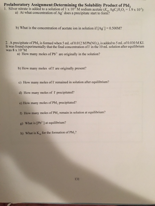 Solved Prelaboratory Assignment:Determining the Solubility | Chegg.com