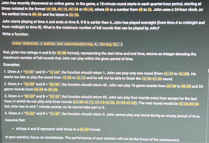 Solved John has recently discovered an online game. In the | Chegg.com