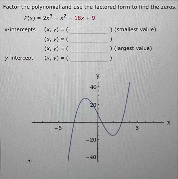 Solved Factor the polynomial and use the factored form to | Chegg.com
