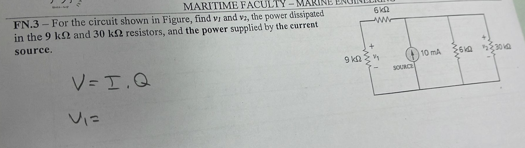 Solved FN. 3 - ﻿For the circuit shown in Figure, find v1 | Chegg.com