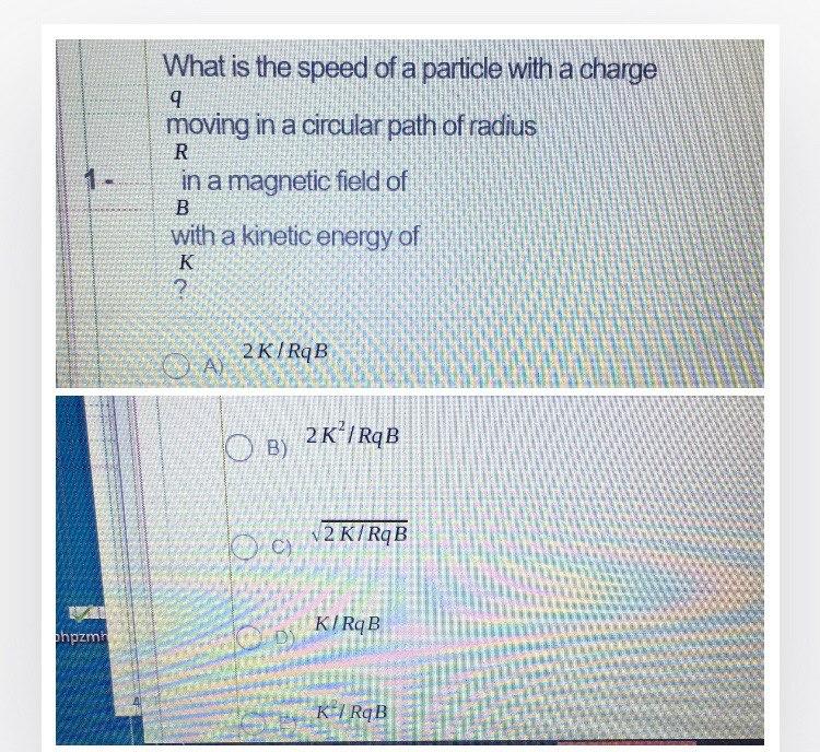 Solved What is the speed of a particle with a charge 9 | Chegg.com