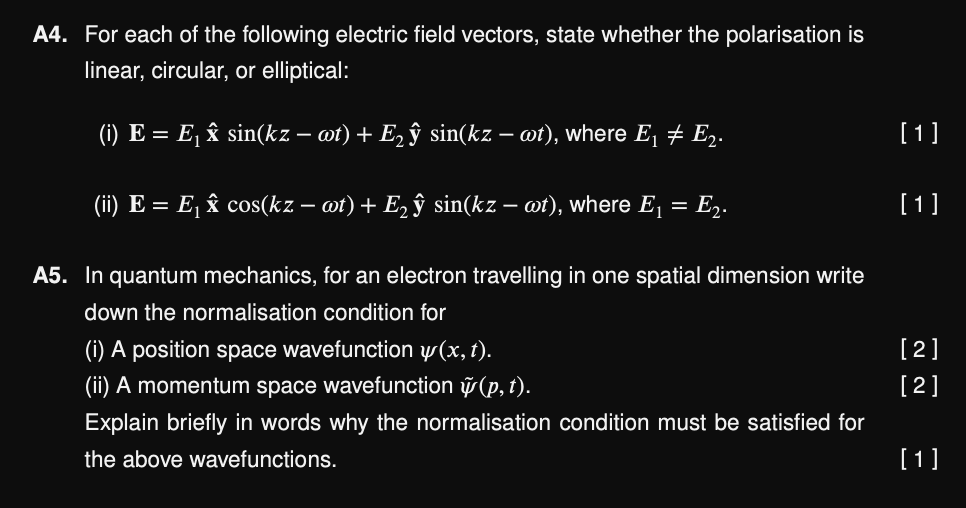 Solved A4. For each of the following electric field vectors, | Chegg.com
