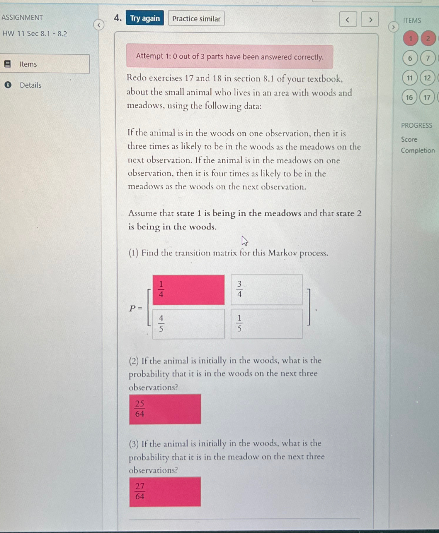 Solved ASSIGNMENT4.HW 11Sec8.1-8.2ItemsAttempt 1: 0 ﻿out of | Chegg.com