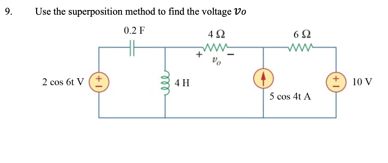 Solved Use the superposition method to ﻿find the voltage v0 | Chegg.com