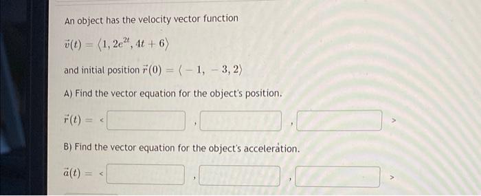 Solved An object has the velocity vector function | Chegg.com