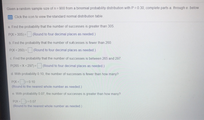 Solved Given a random sample size of n = 900 from a binomial | Chegg.com