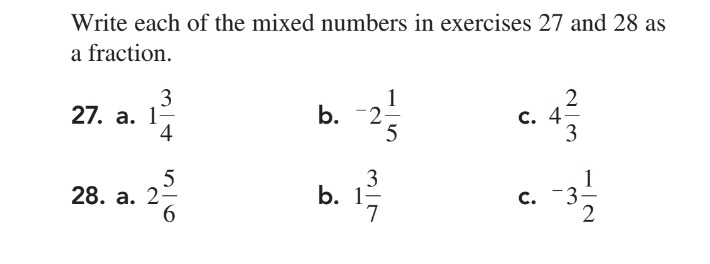 Solved Write each of the mixed numbers in exercise 28 ﻿as a | Chegg.com