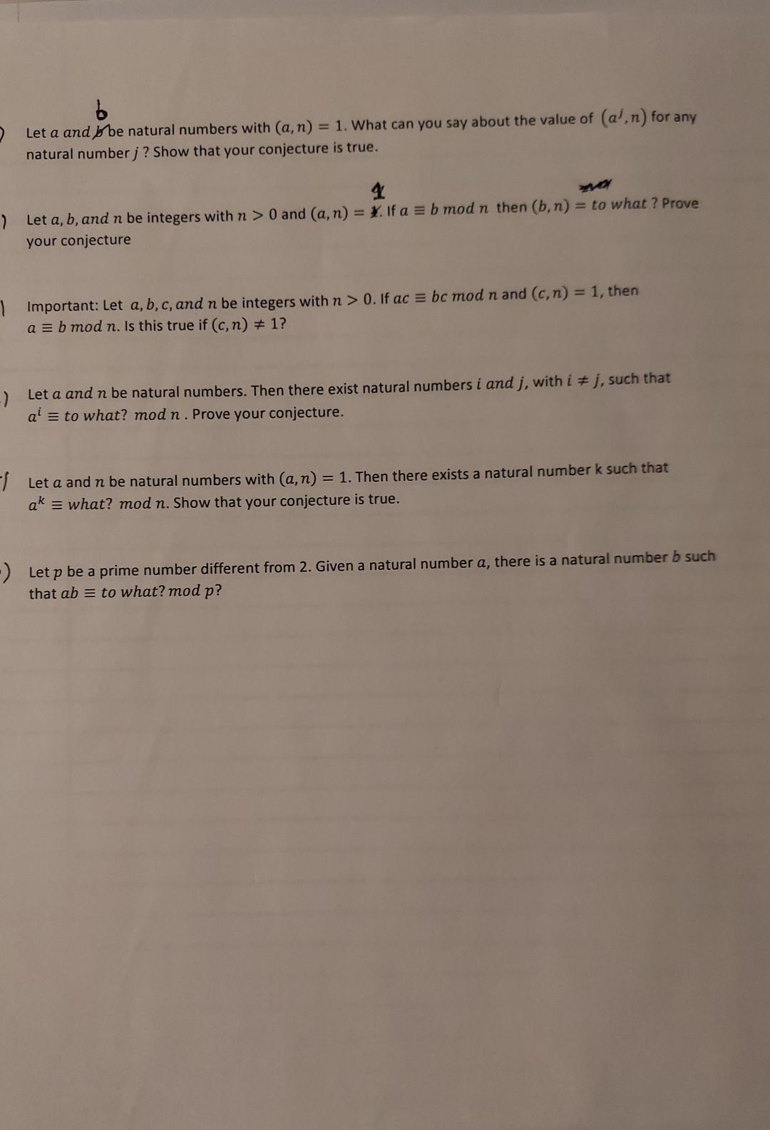 Solved Let a and b be natural numbers with (a,n)=1. What can | Chegg.com