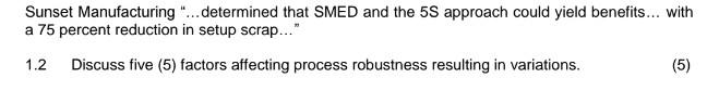 Solved Sunset Manufacturing ...determined that SMED and the | Chegg.com