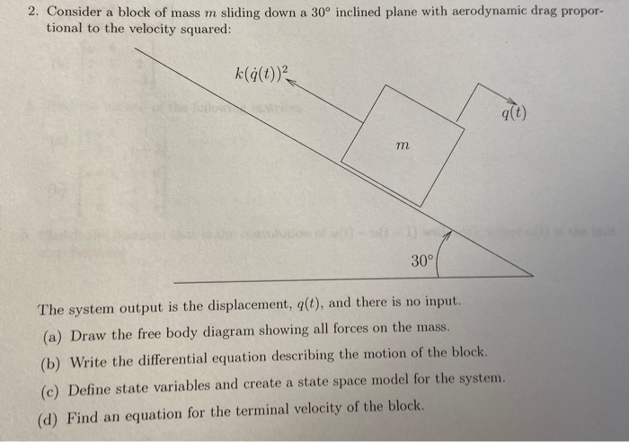 Solved 2. Consider a block of mass m sliding down a 30° | Chegg.com