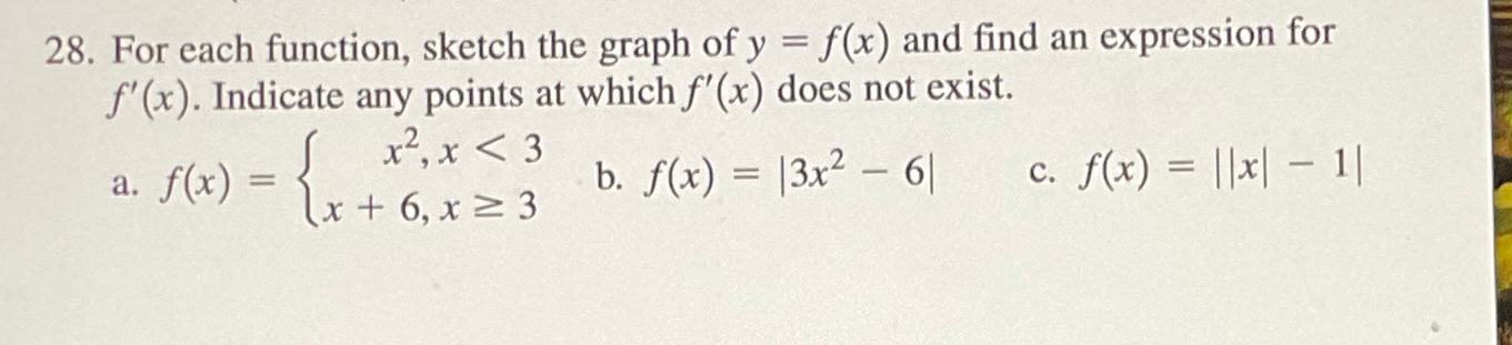 Solved For each function, sketch the graph of y=f(x) ﻿and | Chegg.com