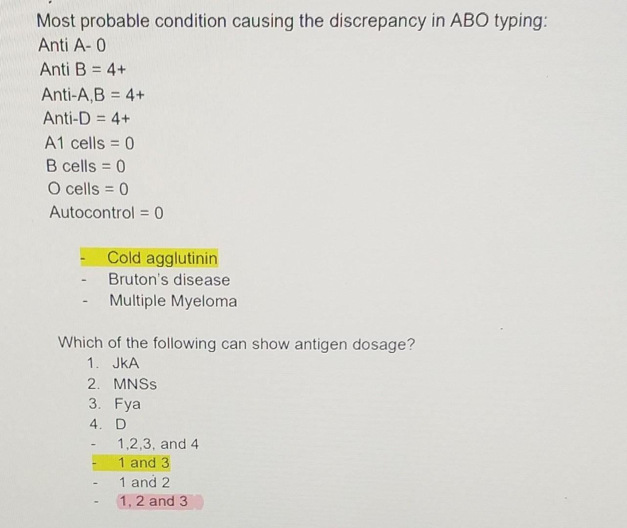 Different grades of agglutination in the AHG phase of | Chegg.com