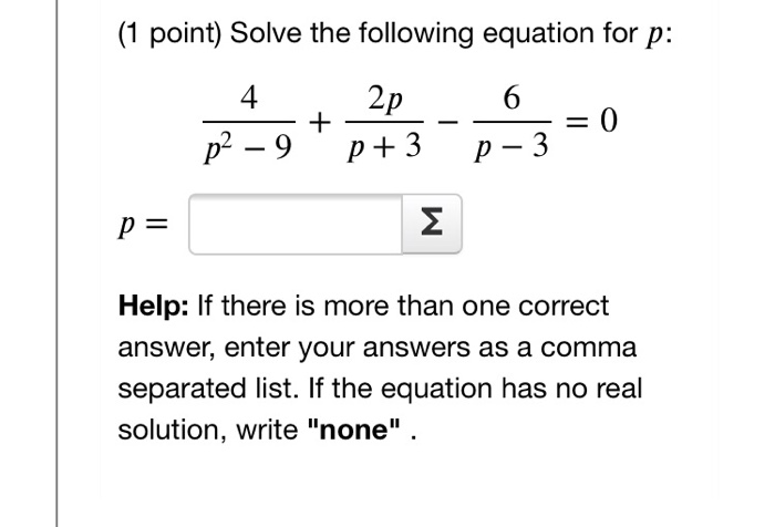 Solved (1 point) Solve the following equation for p: 4 p2 – | Chegg.com