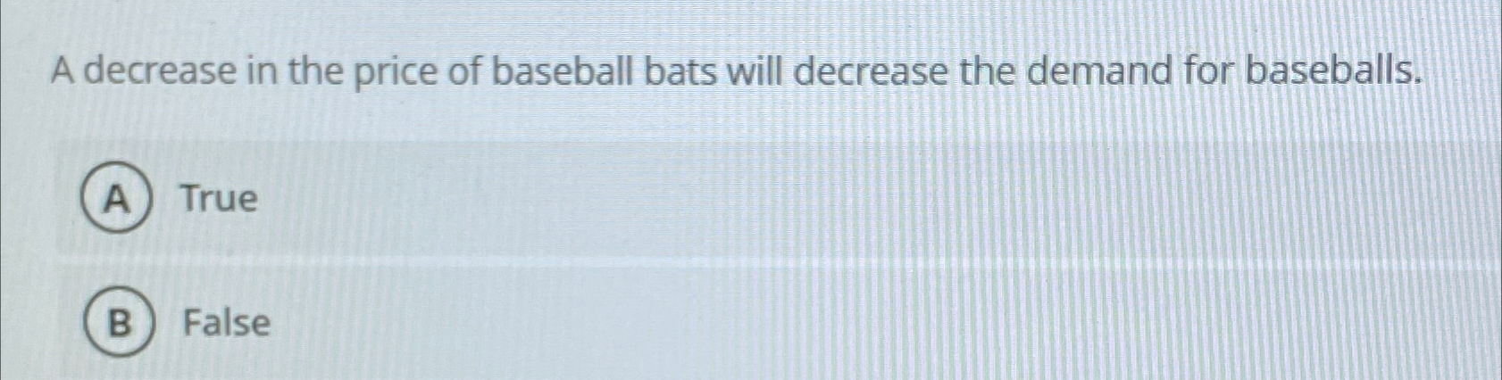Solved A decrease in the price of baseball bats will | Chegg.com