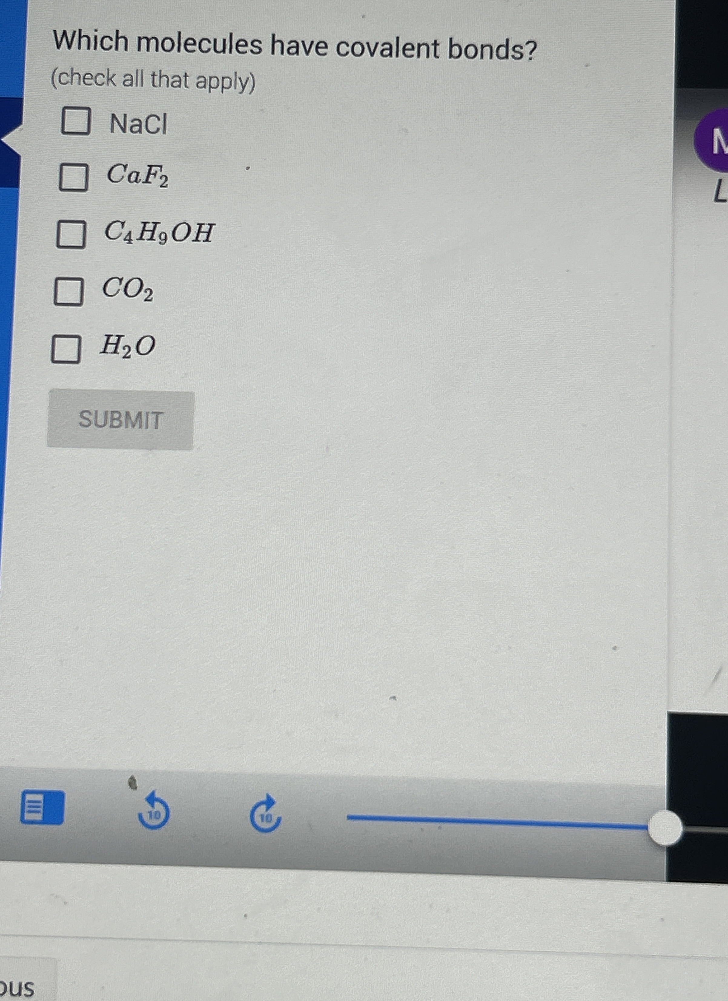 Solved Which molecules have covalent bonds?(check all that | Chegg.com