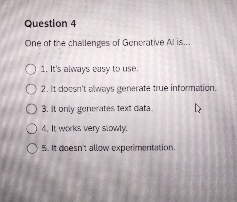 Solved Question 4One of the challenges of Generative Al | Chegg.com