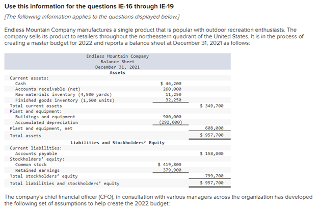 Solved Endless Mountain Company manufactures a single | Chegg.com