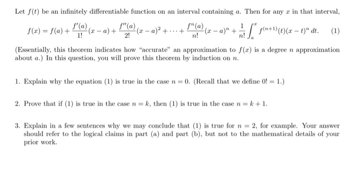 Solved Let f(t) be an infinitely differentiable function on | Chegg.com