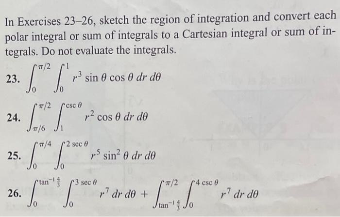 Solved In Exercises 23-26, sketch the region of integration | Chegg.com