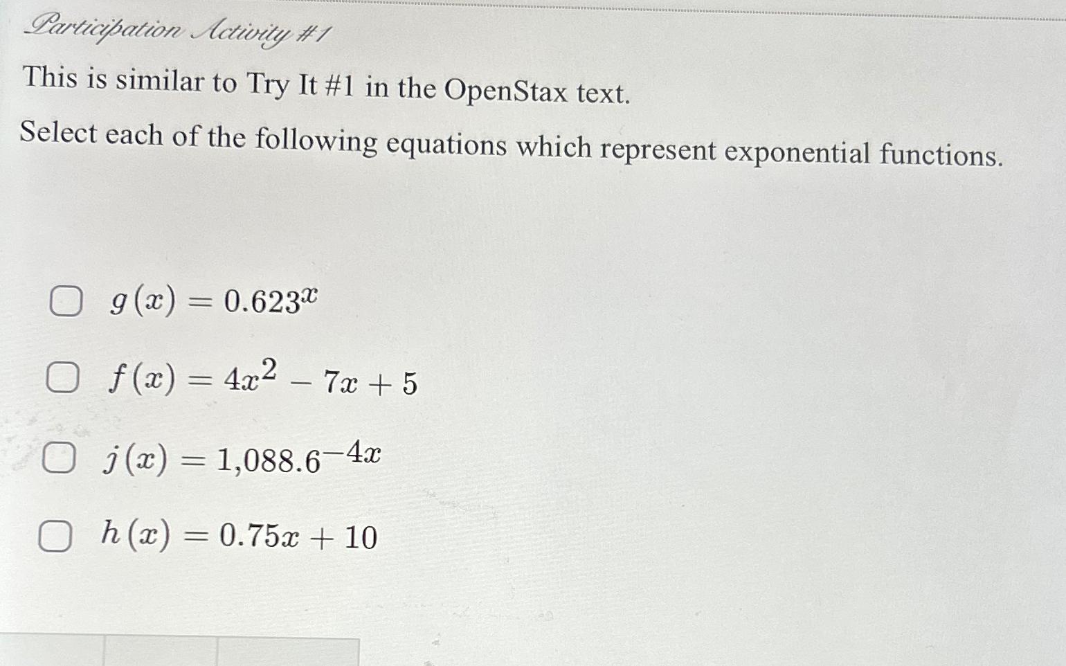 Solved Participation Lctivity HIThis is similar to Try It #1 | Chegg.com