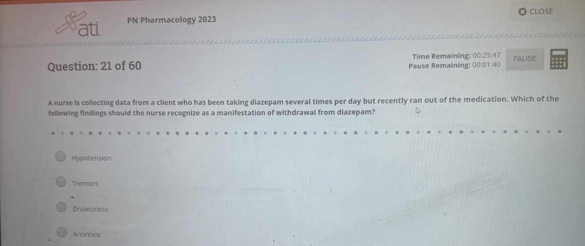 Solved PN Pharmacology 2023CLOSEQuestion: 21 ﻿of 60Time | Chegg.com