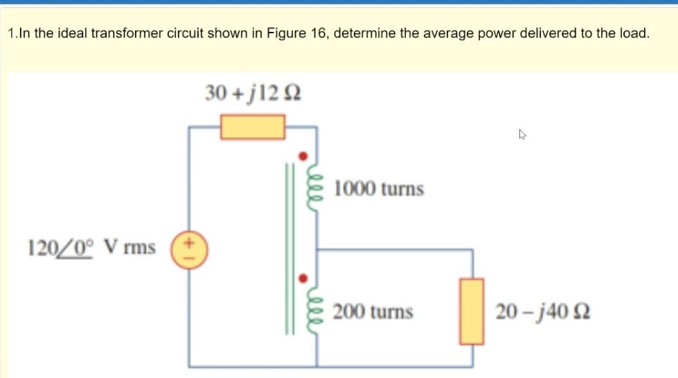 Solved 1.In the ideal transformer circuit shown in Figure | Chegg.com