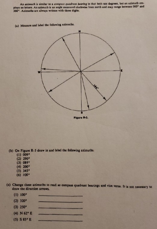 Solved An arimuth is similar to a compass quadrant bearing | Chegg.com