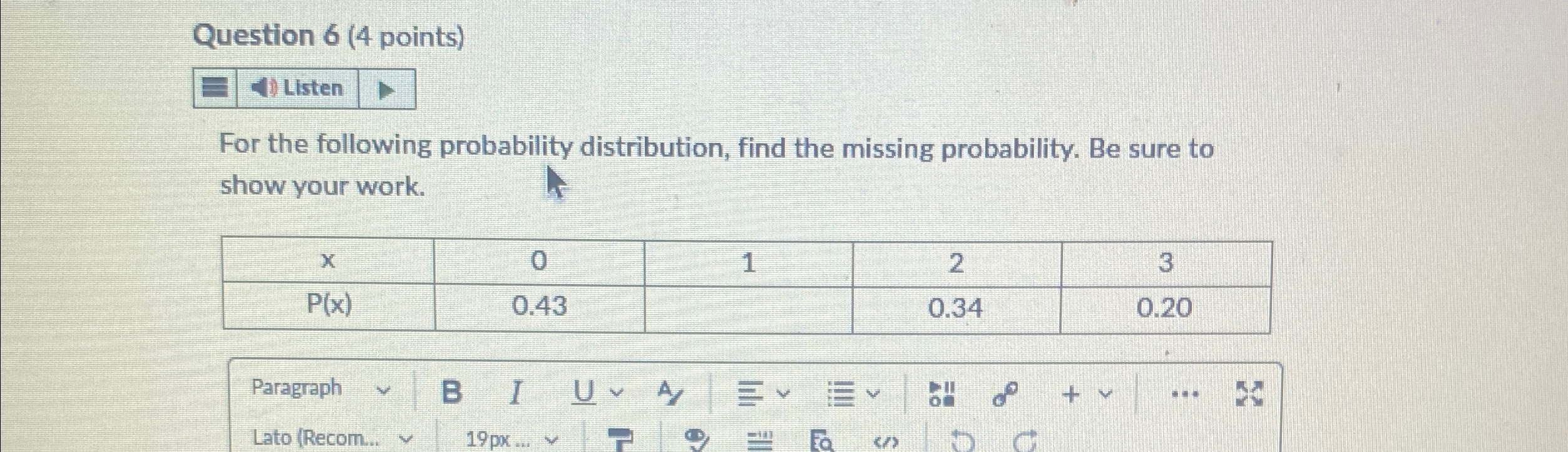 Solved Question 6 (4 ﻿points)ListenFor the following | Chegg.com