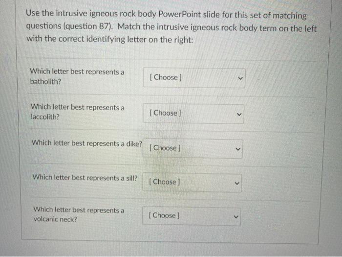 Solved Use the intrusive igneous rock body PowerPoint slide | Chegg.com