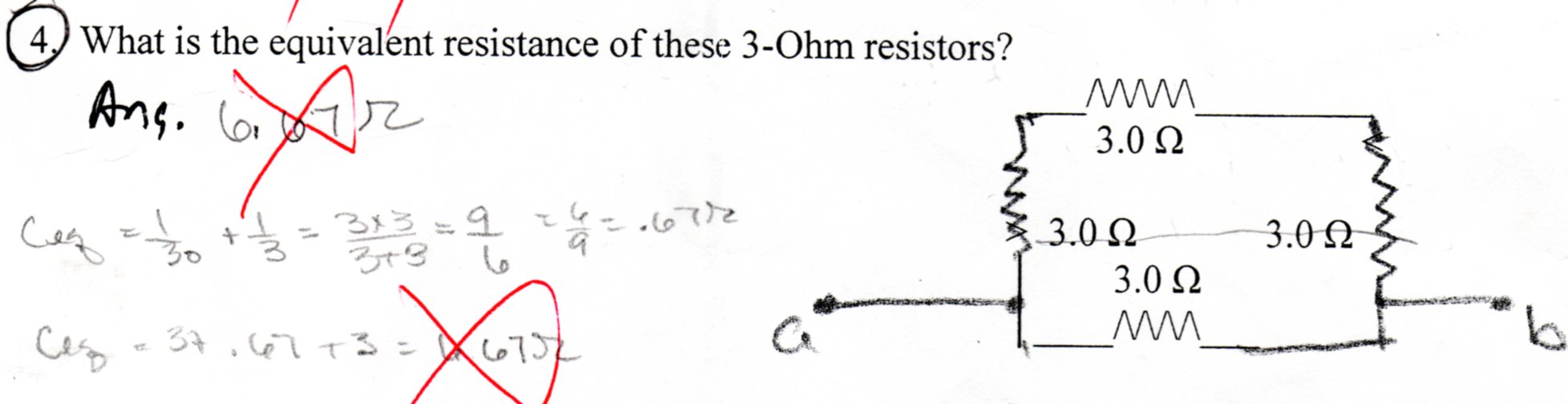 Solved What is the equivalent resistance of these 3-Ohm | Chegg.com